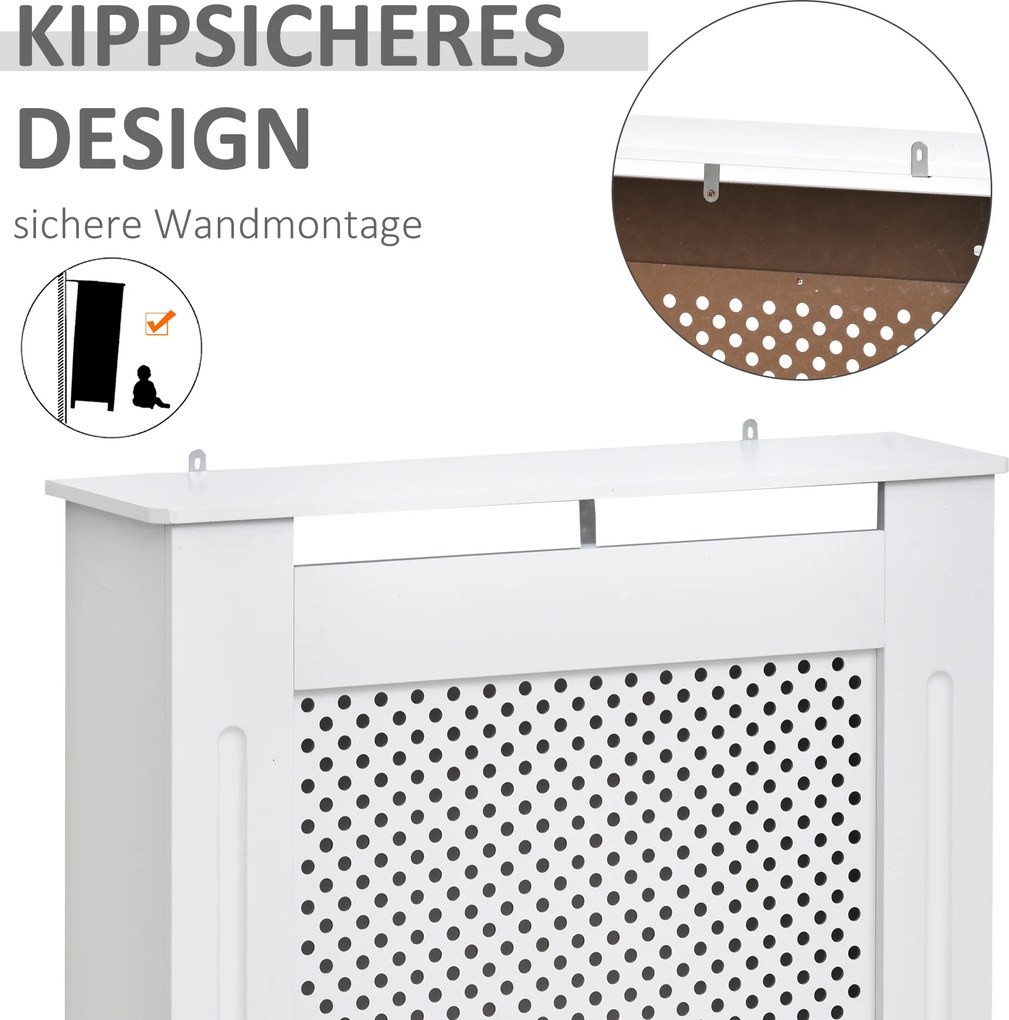 HOMCOM Kryt Radiátoru na Zeď - Moderní Design, MDF, 78x19x82 cm