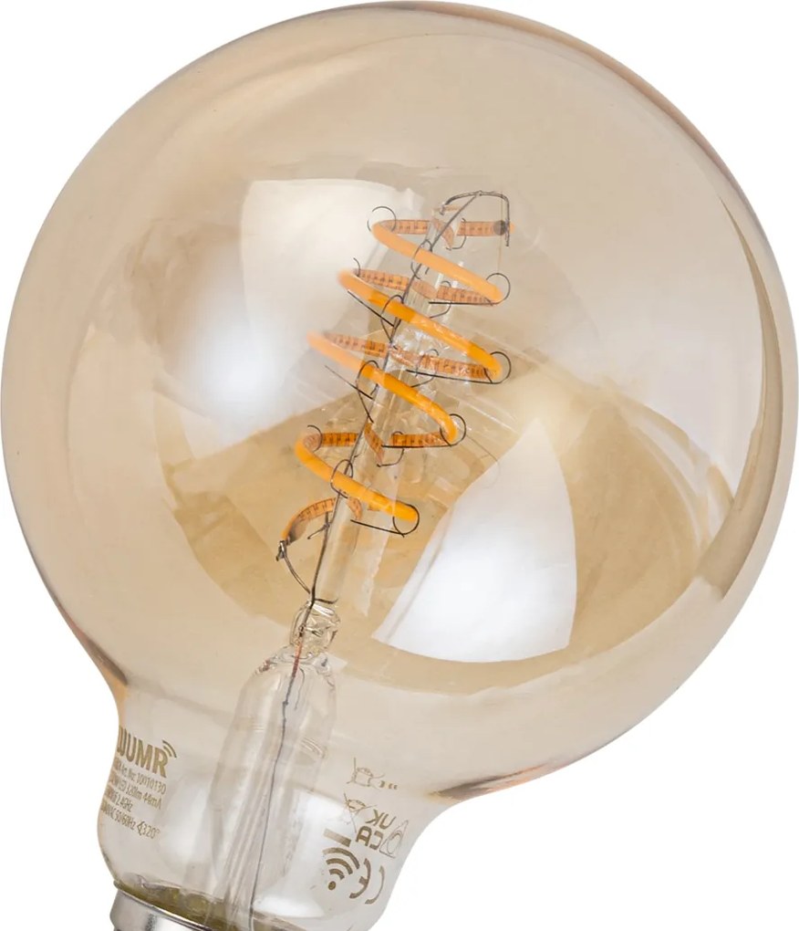Sada 5 ks Chytré stmívatelné LED žárovky E27 G95 jantarové 4,9 W 320 lm 2500 K