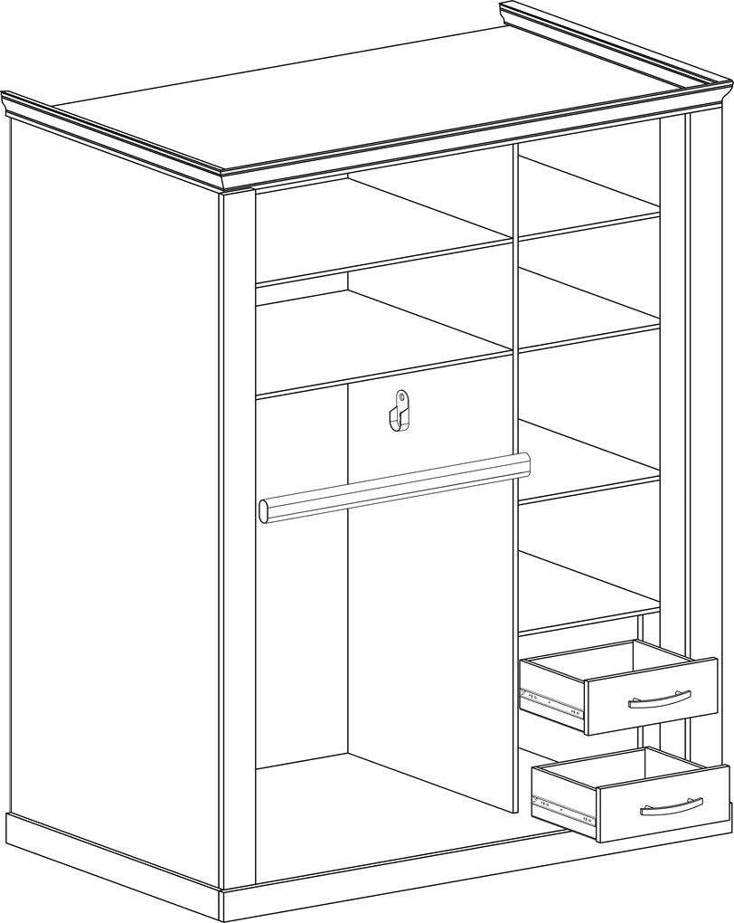 Antica L | šatní skříň A146 | 148x220x68 cm | dub lefkas | POSLEDNÍ KUSY