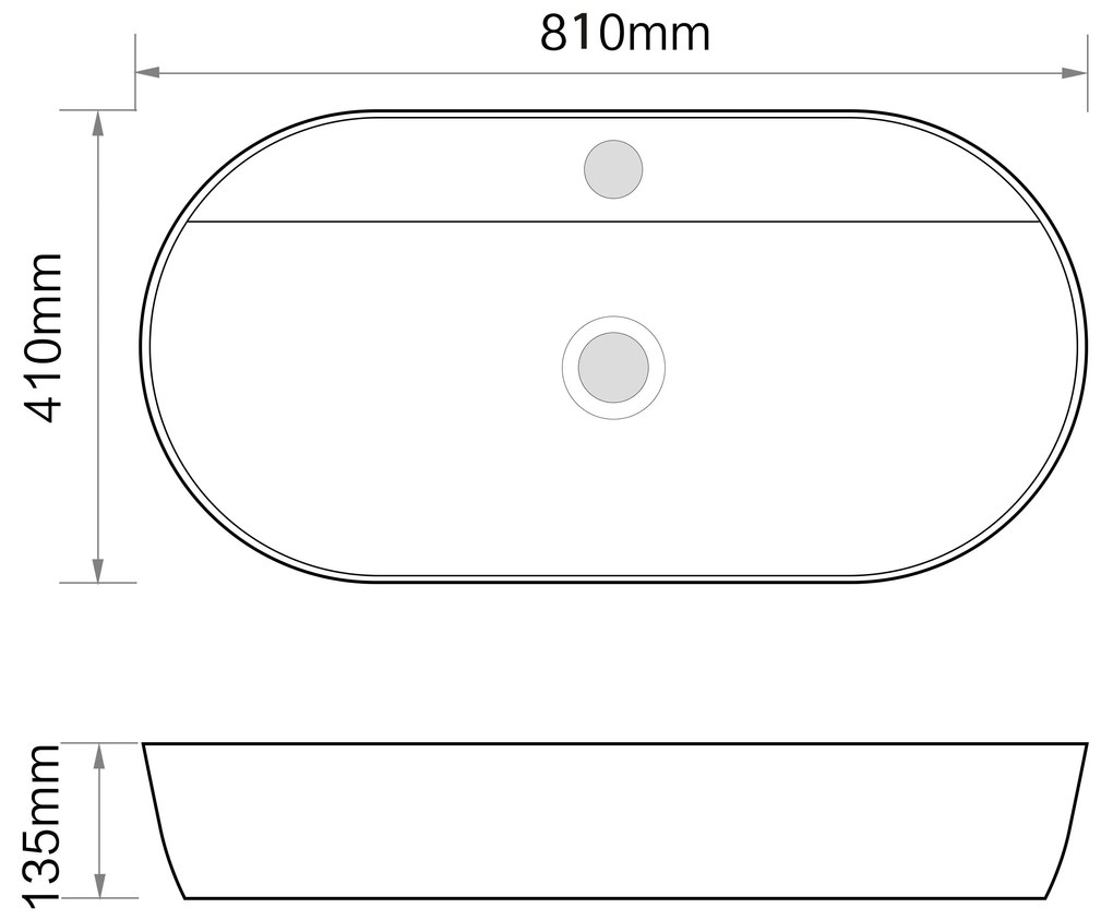 Erga Kahlani, umyvadlo na desku 810x410x135 mm, bílá lesklá, ERG-V03-9486D-WH