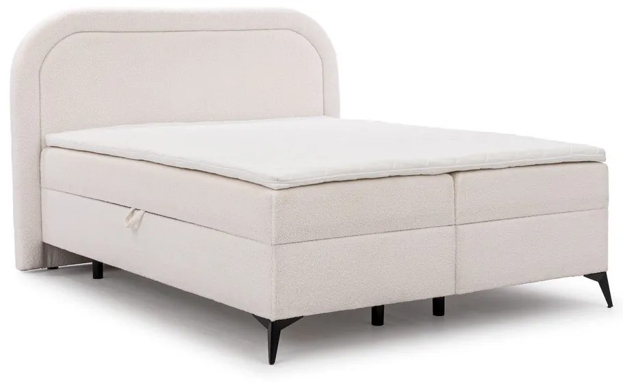 Bílá boxspring postel s úložným prostorem 160x200 cm Ornes – Ropez