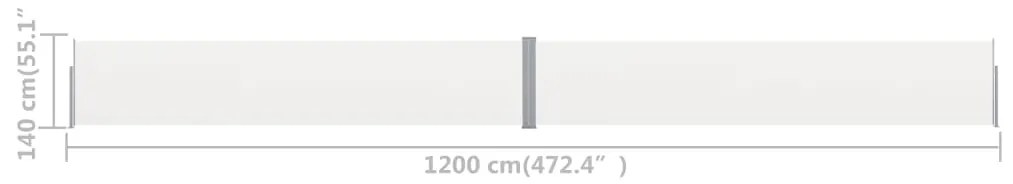 Zatahovací boční markýza / zástěna 140 x 1200 cm krémová,  313388