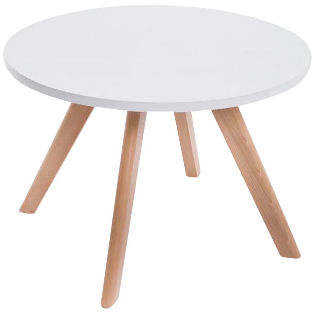 Dřevěný stolek Eirik, nohy natura ~ v40 x Ø60 cm - Bílá