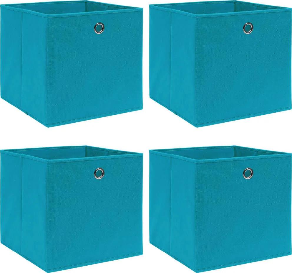 vidaXL Úložné boxy s víky 4 ks modré 32 x 32 x 32 cm textil [288346] Barva: dětská modrá s víky