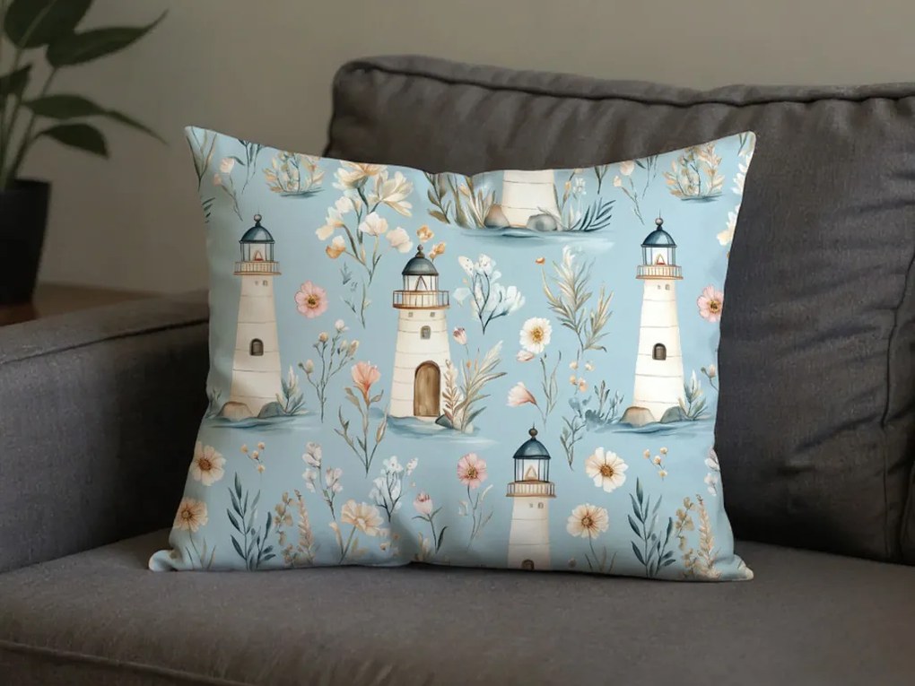 Polybavlněný povlak na polštář LIGHTHOUSE POLY 50x70 cm, modrý