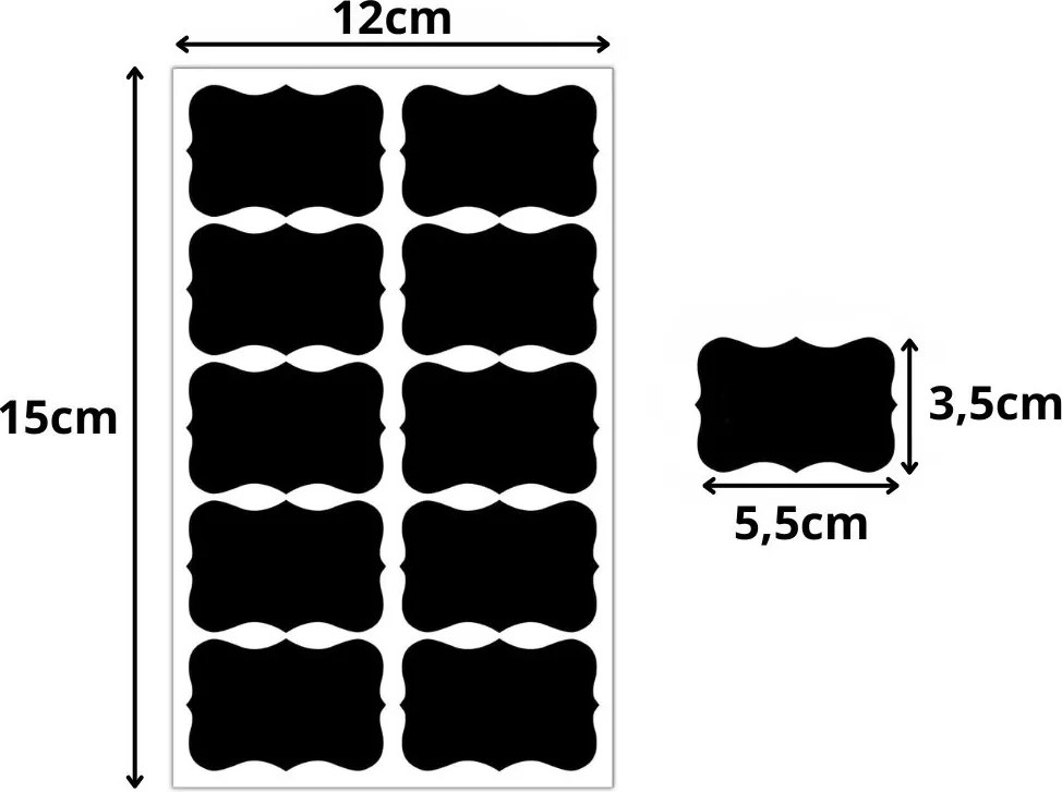 Verk Group NÁLEPKY ETIKETY NA KOŘENÍ SKLENICE 192 KS ČERNÉ + BÍLÝ KŘÍDOVÝ ZNAČKOVAČ