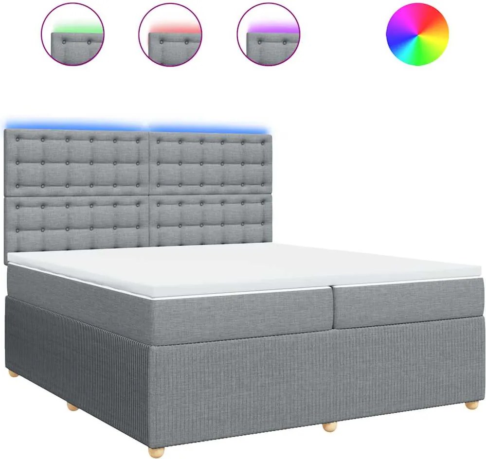 Box spring postel s matrací světle šedá 200 x 200 cm textil 3294477