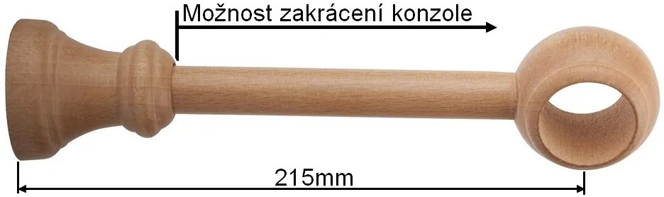 GARNÝŽE-HEBR Garnýž dřevěná buk jednoduchá 360 cm