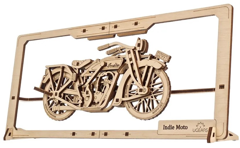 Ugears 2,5D dřevěné mechanické puzzle Indie Moto