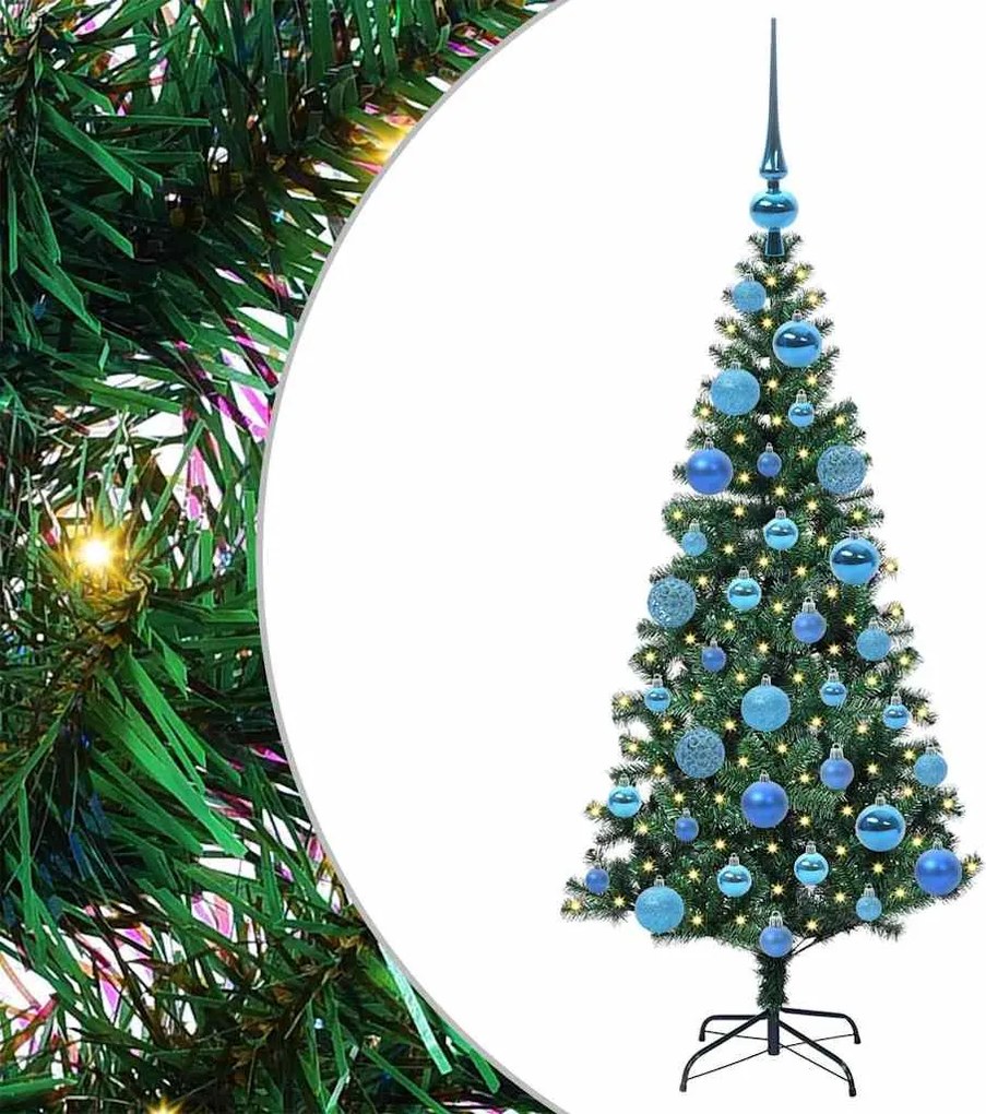 Umělý osvětlený vánoční stromeček Zelená 120 cm PVC a kov 3396743