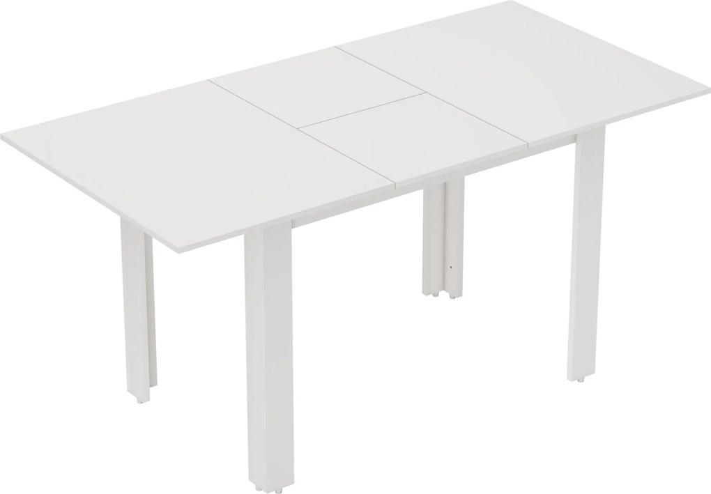 HOMCOM Rozkládací jídelní stůl, 120-160 x 70 cm, nastavitelný kuchyňský stůl pro 4-6 osob, MDF, vysoký lesk bílá