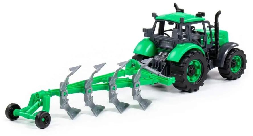Polesie Traktor Progress s pluhy na setrvačník zeleny