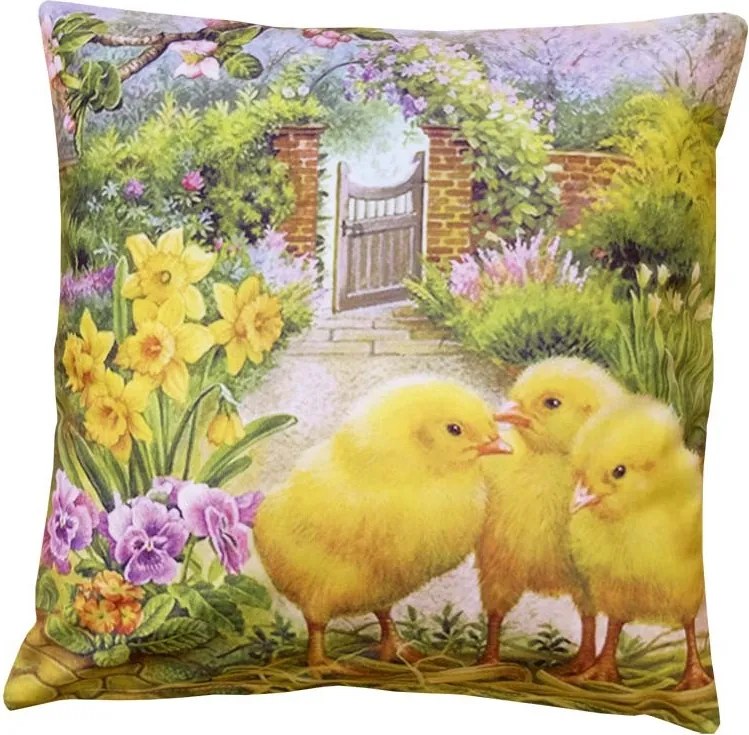 Povlak na polštář Kuřátka na zahradě 40 × 40 cm