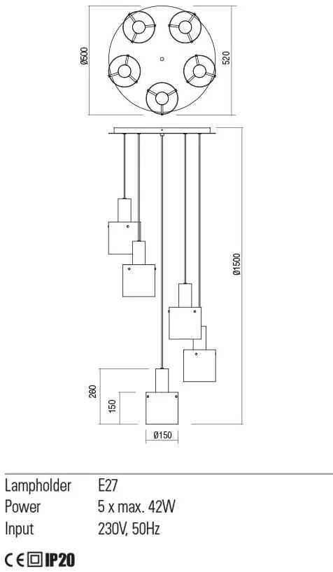 Redo Závěsné svítidlo Lou 5