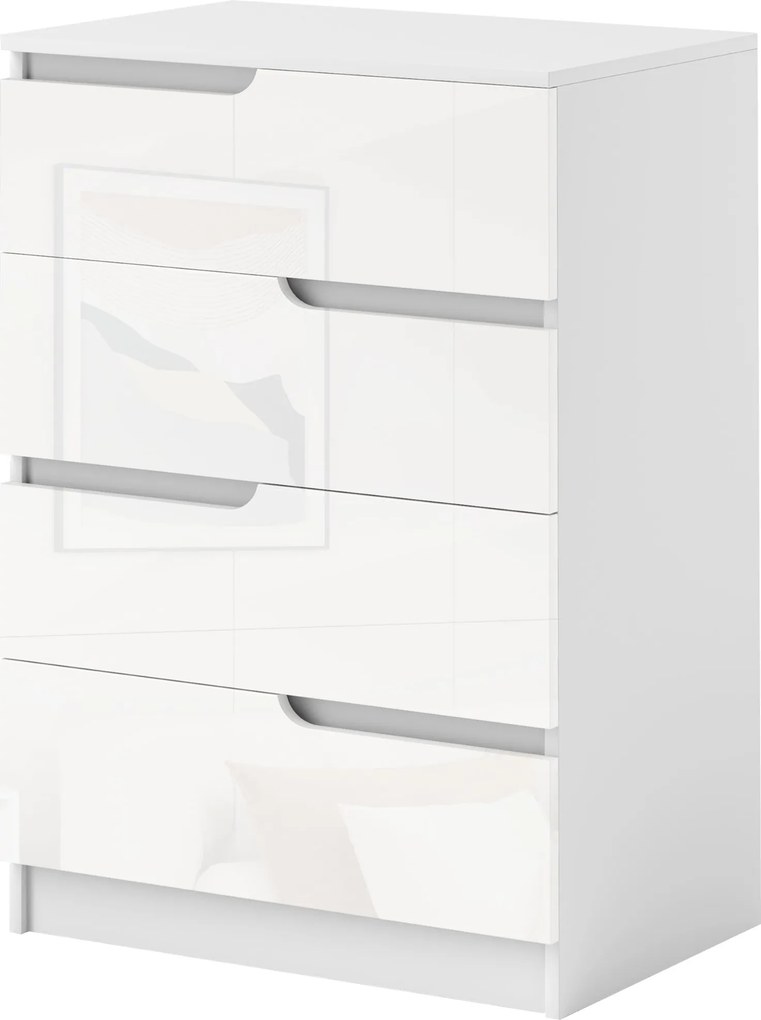HOMCOM 4-šuplíkový komoda Moderní komoda do ložnice s protiskluzovým šuplíkem pro obývací pokoj nebo chodbu 60x40x85 cm Bílá | Aosom