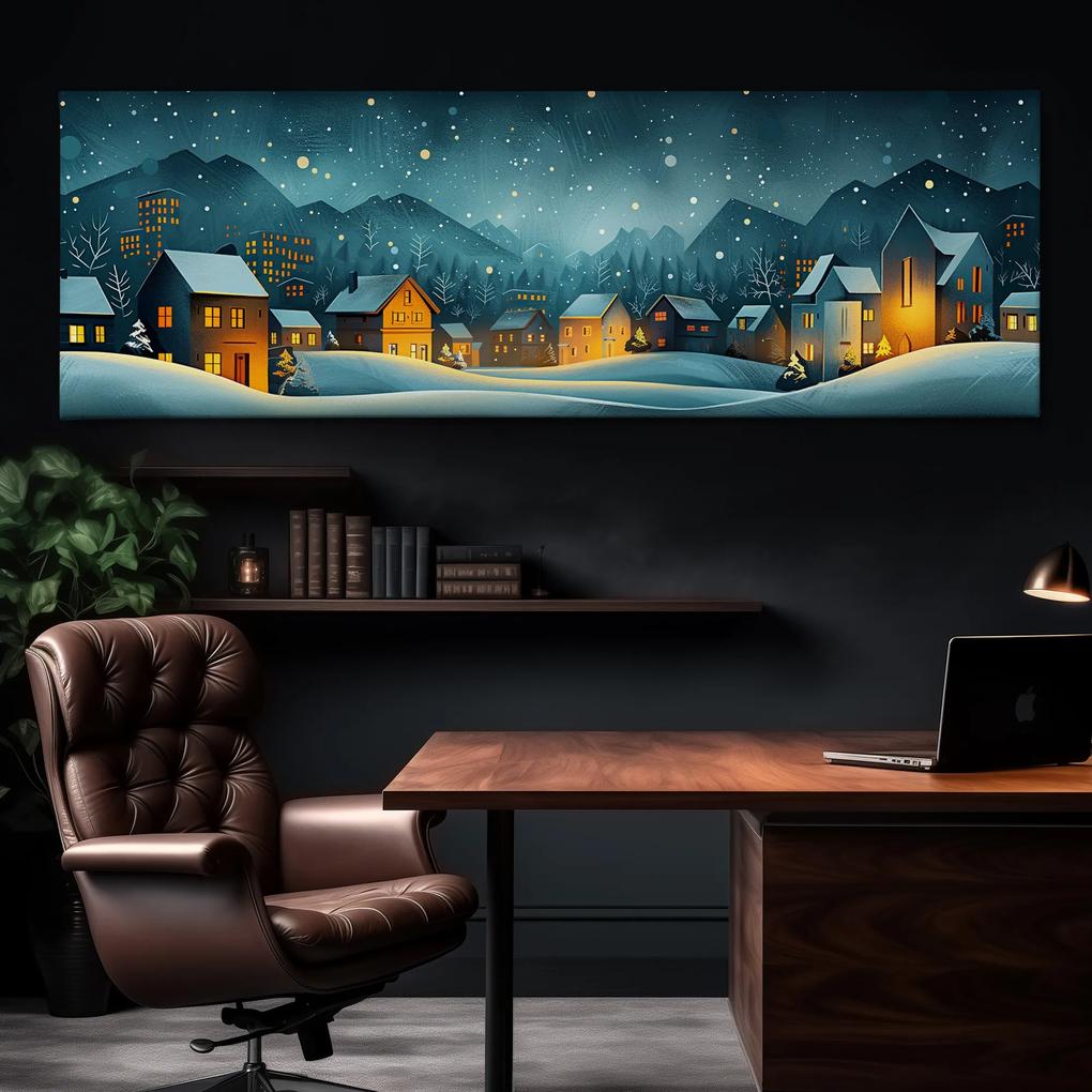 Obraz na plátně - Chladný večer v Aspenu FeelHappy.cz Velikost obrazu: 90 x 30 cm