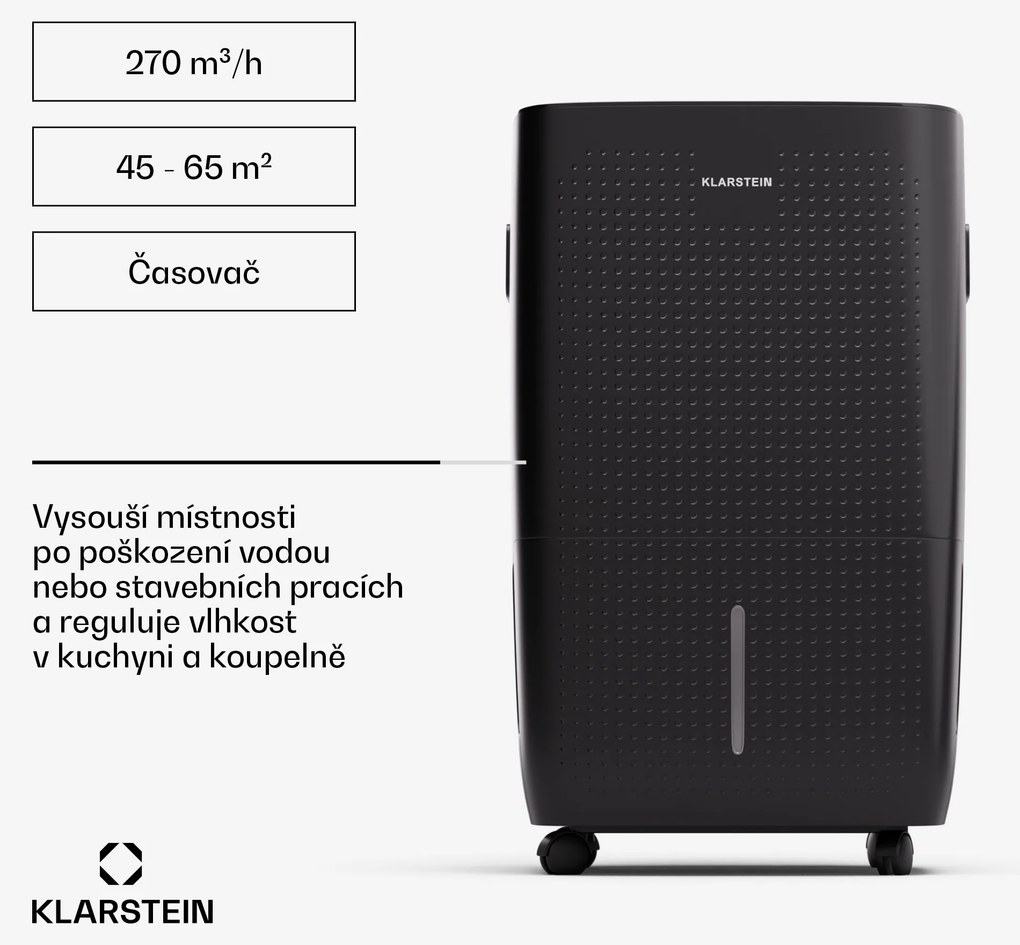 Klarstein DryFy Pro Connect Smart, Odvlhčovač vzduchu, Wi-Fi, Komprese, 60 l / 24 h, 45–65 m²