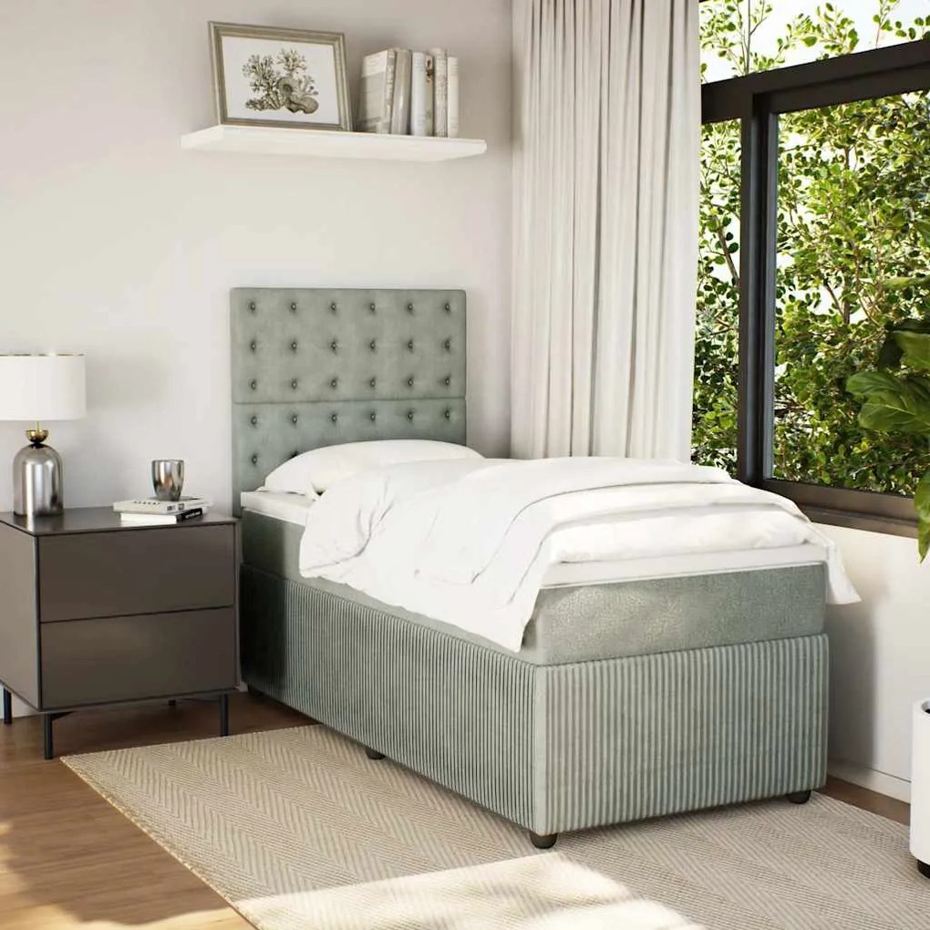 Box spring postel s matrací světle šedá 80 x 200 cm samet 3294502