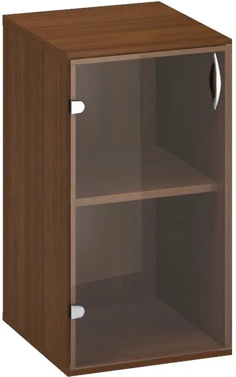 Interier Říčany Nízká kancelářská skříň s prosklenými dveřmi CLASSIC, 1 police, 400 x 458 x 735 mm, ořech