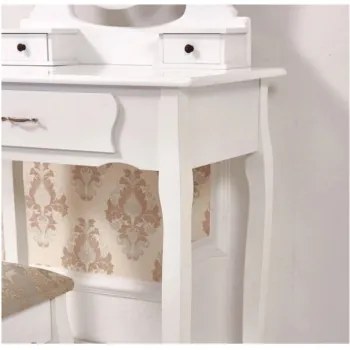 Toaletní stolek s taburetem Linet New bílostříbrný