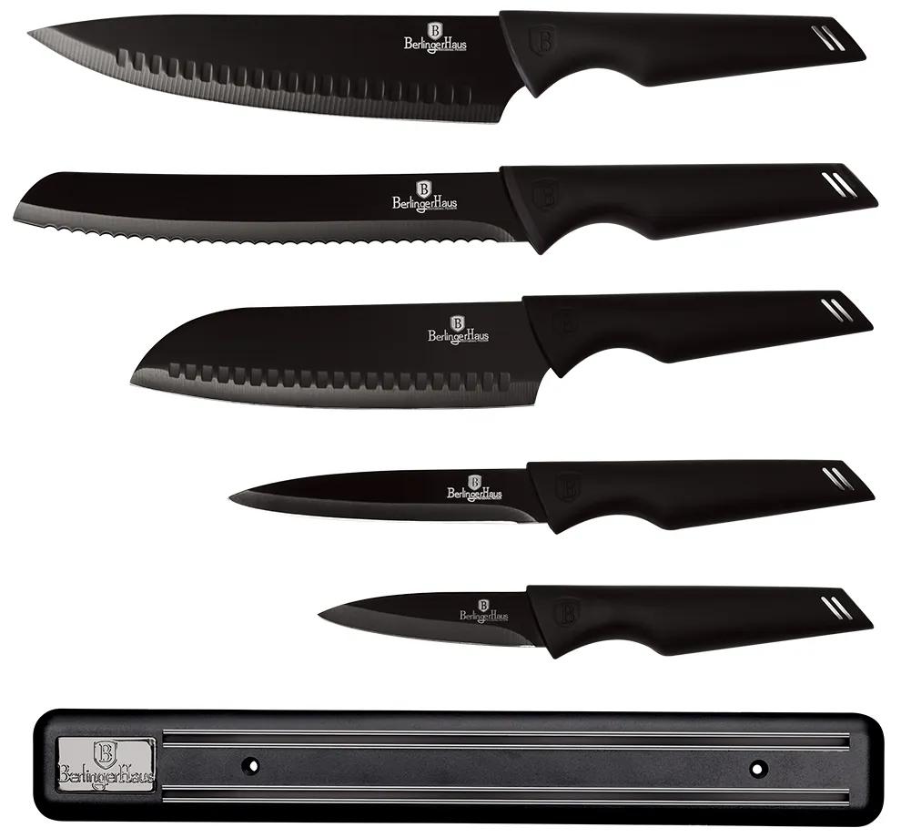 6dílná sada kuchyňských nerezových nožů s magnetickým držákem BLACK 20468