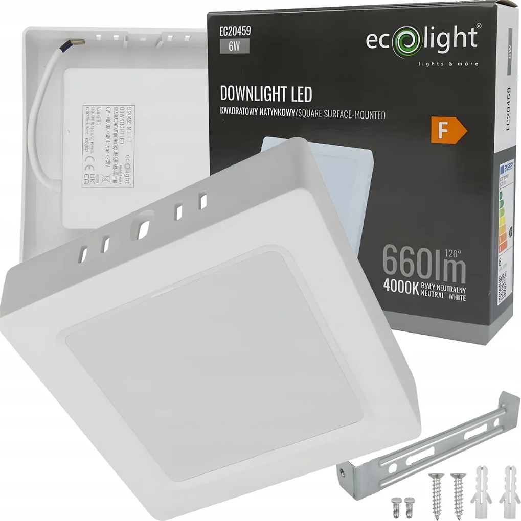 Přisazené LED stropní svítidlo čtvercové 6W 4000K 660lm neutrální