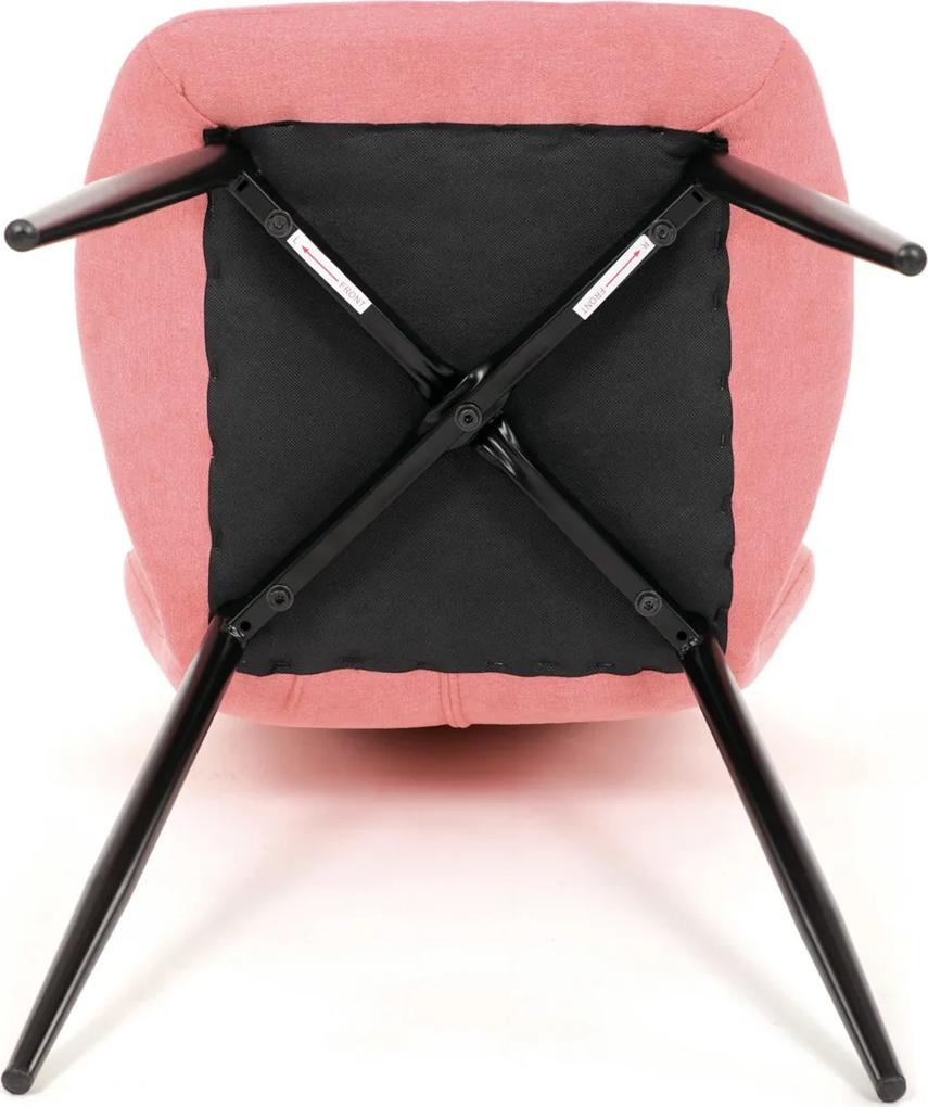 Autronic Židle jídelní, růžová látka, černé kovové nohy CT-285 PINK2