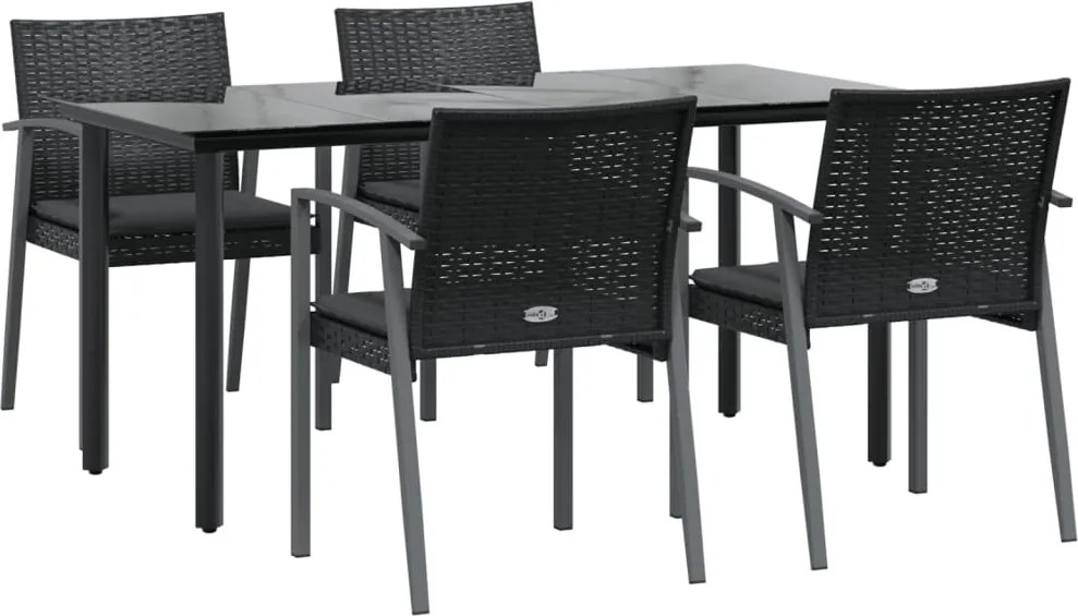 5dílný zahradní jídelní set s poduškami polyratan a ocel 3186995