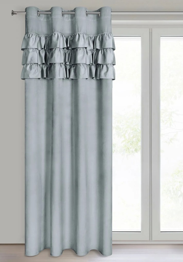 ZATEMŇOVACÍ ZÁVĚS NA KROUŽCÍCH SAMI 140X250 CM STŘÍBRNÁ