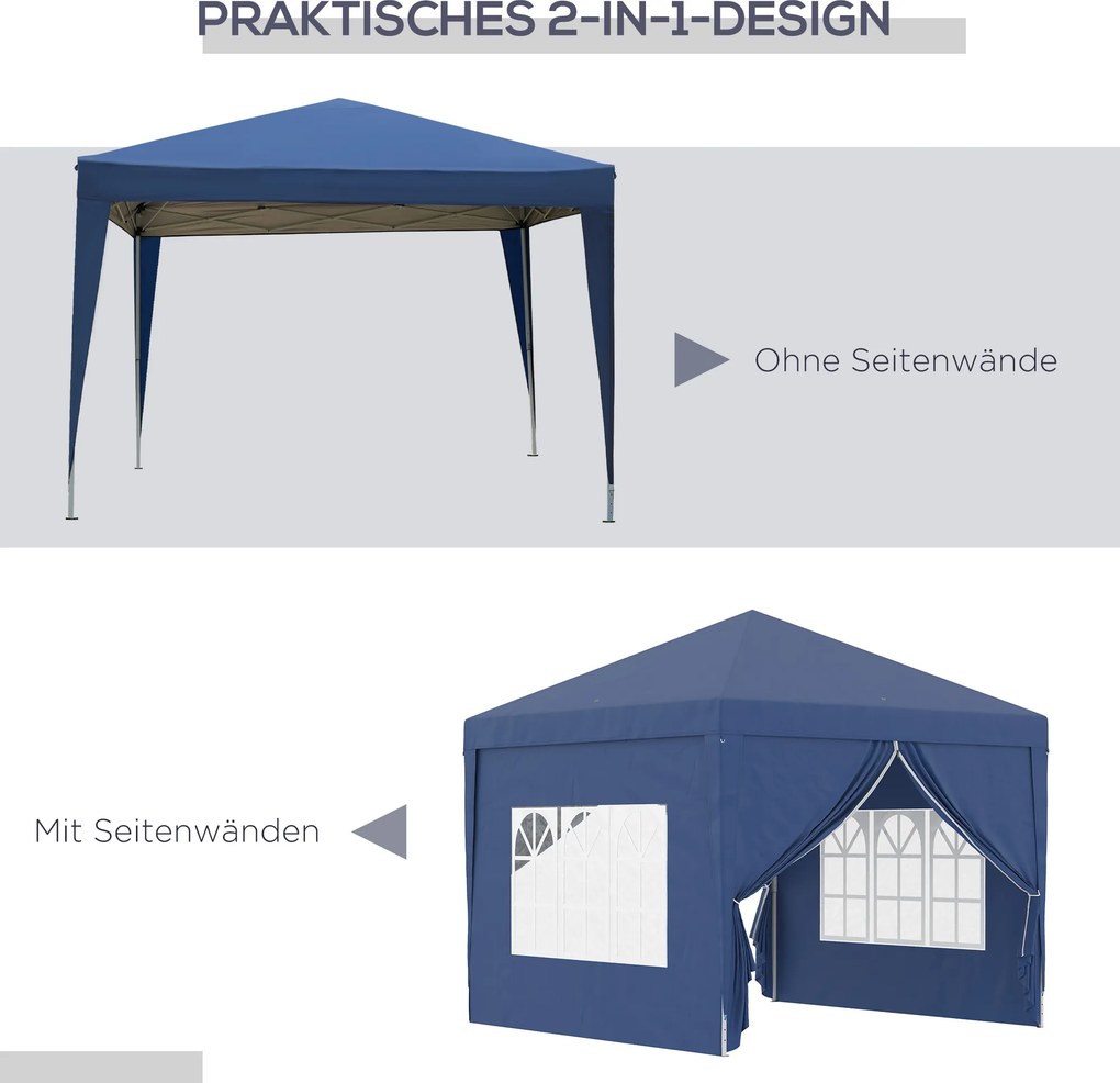 Pavilon Outsunny 3x3m, Voděodolný a Stabilní Zimní Stan s Rychlým Sestavením, UV Ochrana 50+, Skládací Párty Stan s 4 Bočními Stěnami pro Zahradu, Mo…