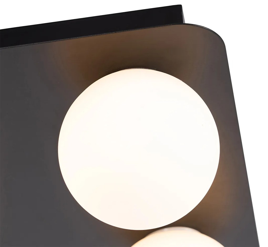 Moderní koupelnové stropní svítidlo černé čtvercové 4-světlo - Cederic