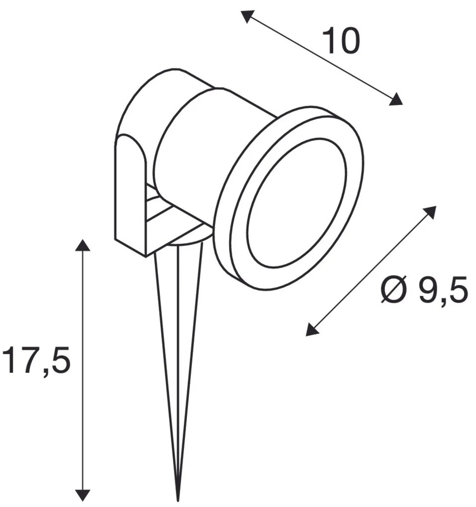 SLV 227418 Nautilus Spike, venkovní svítidlo s trnem, 1x GU10 max. 35 W, vč. kabelu 1,5 m se zástrčkou
