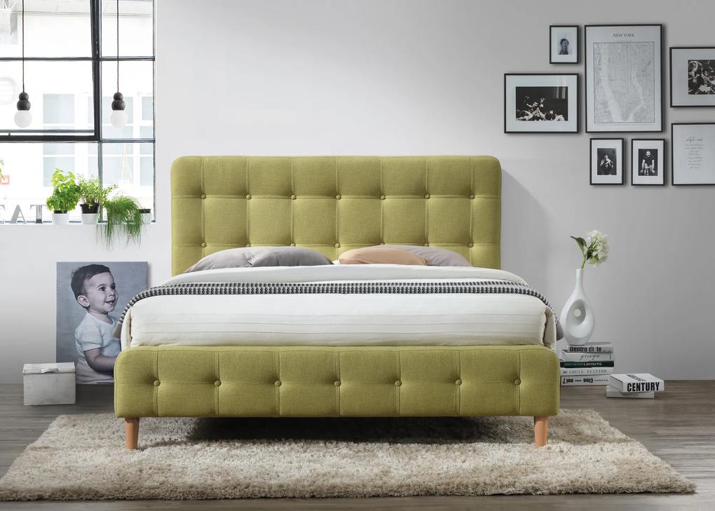 Čalouněná postel DIANA 160x200 cm zelená Matrace: S matrací Deluxe 15 cm