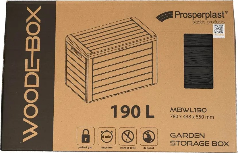 Zahradní box WOODEBOX 190 l - antracit 78 cm PRMBWL190-S433