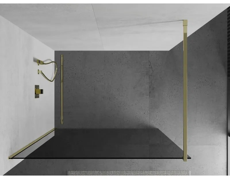 Mexen Kioto sprchová zástěna 120x200 cm 8 mm, zlatý profil, šedé sklo, 800-120-101-50-40