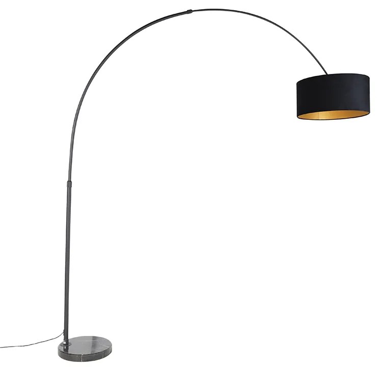 Oblouková lampa černá velurová odstín černá se zlatem 50 cm - XXL