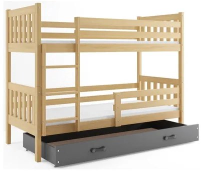 Dětská patrová postel CARINO s úložným prostorem 80x160 cm - borovice Bílá