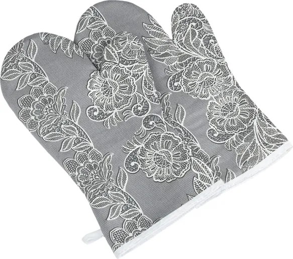 Bellatex Grilovací rukavice 2ks 20x36 cm Krajka šedá