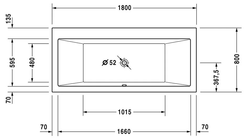 Duravit Vero - Vana 180x80 cm, bílá 700135000000000