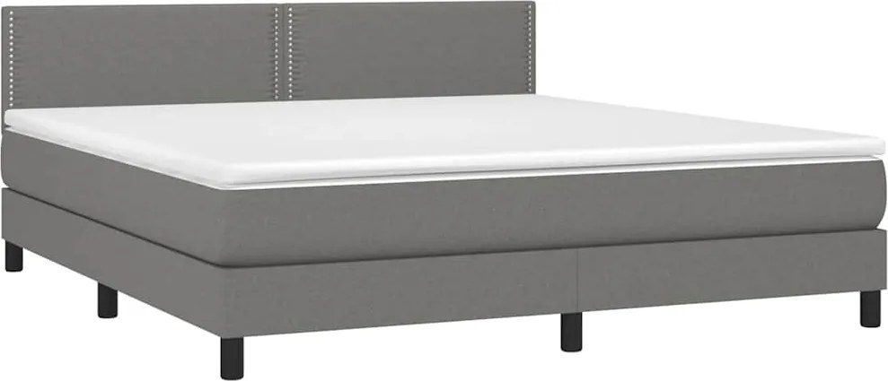Box spring postel s matrací a LED tmavě šedá 180x200 cm textil 3133094