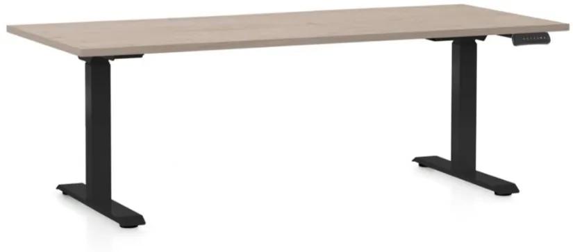 Výškově nastavitelný stůl OfficeTech D, 180 x 80 cm - černá podnož Barva: Ořech