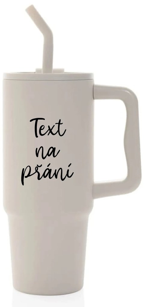 TEXT NA PŘÁNÍ - béžový cestovní termohrnek 900 ml