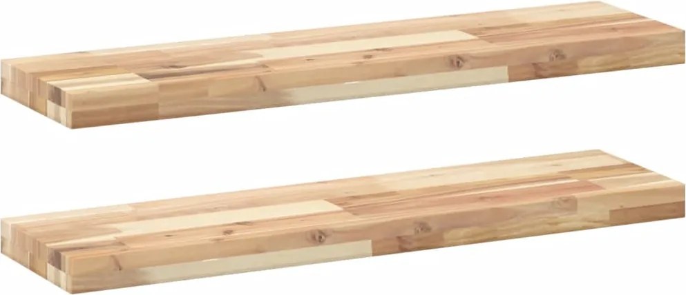 Plovoucí police 2 ks 80 x 20 x 4 cm neošetřené akáciové dřevo 3279424