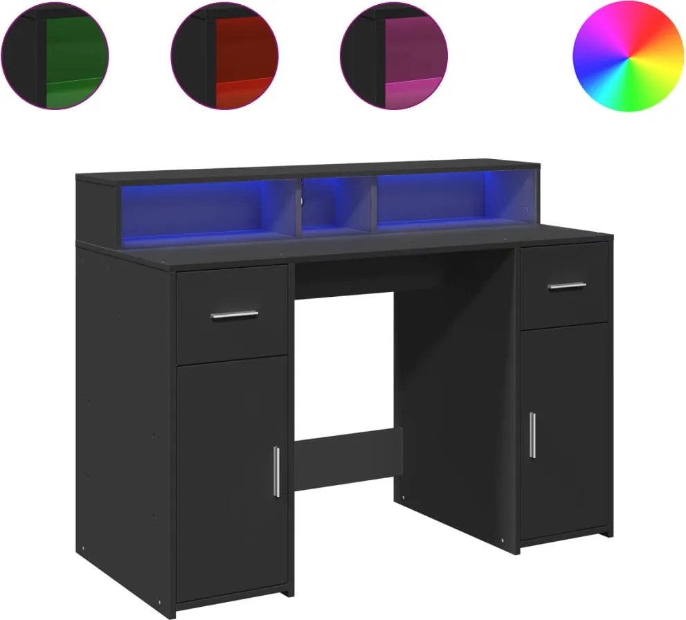 Psací stůl s LED světly černý 120 x 55 x 91 cm kompozitní dřevo 3309412