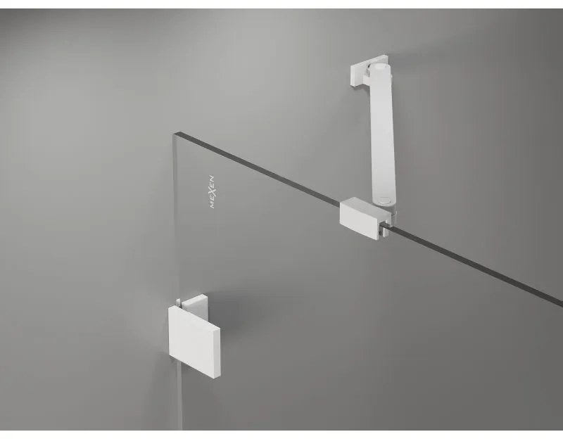 Mexen Lunar-B, výklopný sprchový kout levý 100 x 70 cm, 8mm čiré sklo, bílý profil, 832-100-070-20-00-L