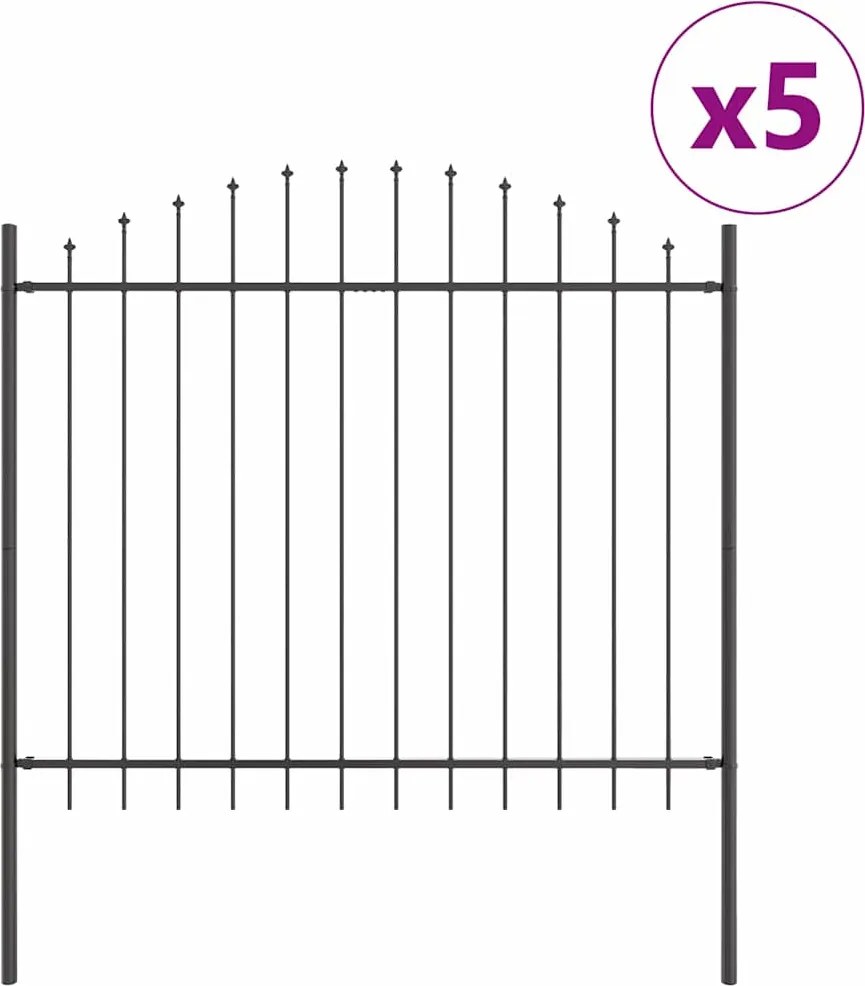 Zahradní plot WOERDEN 5 ks 170 x 190 cm Práškově lakovaná ocel 3360115