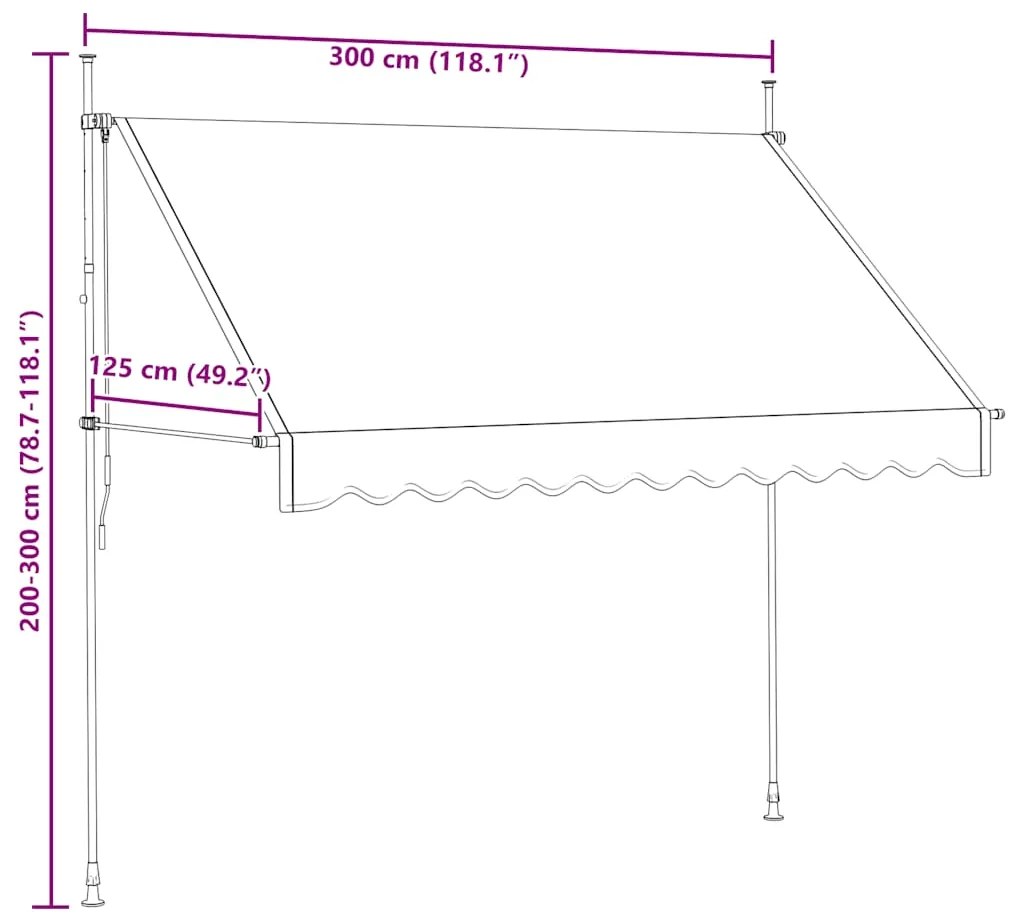 vidaXL Marketos Ručně zatahovací markýza 300 cm antracitová