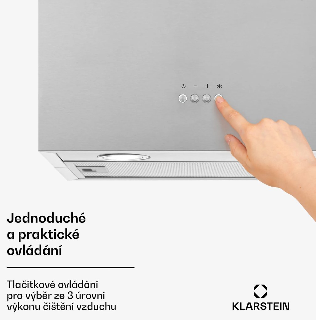 Klarstein Structura, digestoř, 90 cm, ostrůvková, 624 m³/h, A, LED, nerezová ocel, stříbrná