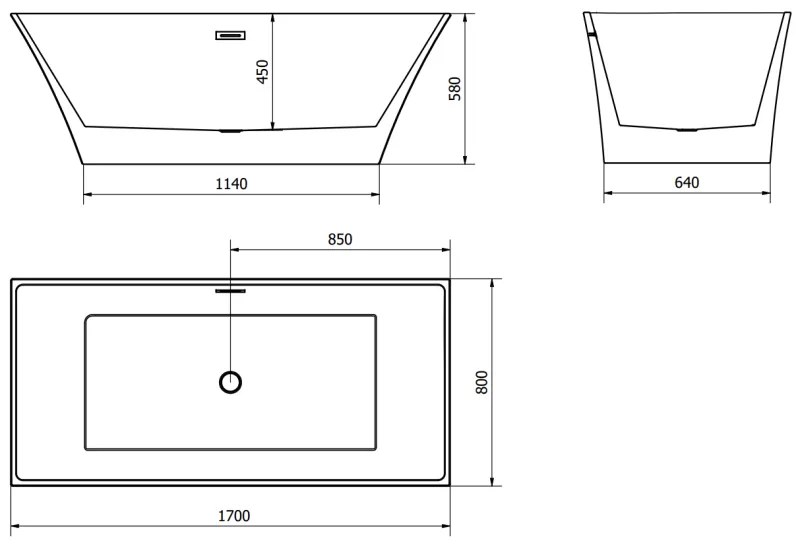 Mexen IBIZA VOLNĚ STOJÍCÍ VANA Bílá 170 x 80 CM + sifon automat, 57021708000
