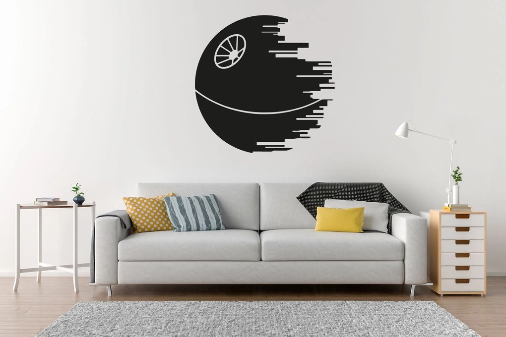 Lepy.cz Samolepka na zeď Star Wars - Hvězda Smrti Velikost (šířka x výška): 80x79cm, Barevná varianta: Černá